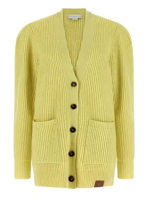Stella McCartney Ribbed Wool V-neck Cardigan - Yellow