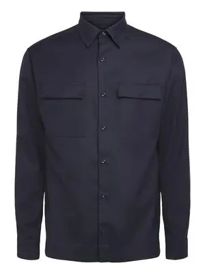 Paul & Shark Virgin Wool Overshirt With Rain System Technology - Blue