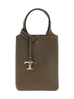 TOD'S Micro 't Timeless' Handbag In Hammered Calf Leather - Green