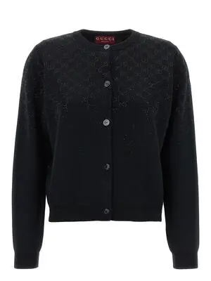 GUCCI GUCCI GG Crystal Embellished Wool Cardigan