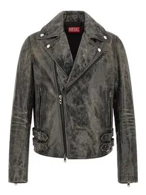 DIESEL® L-eon-cjcm' Leather Biker Jacket - Gray