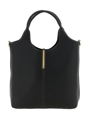 TOD'S Small Metal Plate Shopping Bag - Black