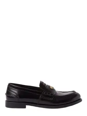 Miu Miu Brushed Leather Loafers - Black
