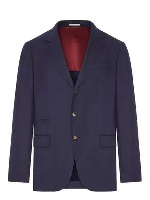 Brunello Cucinelli Cashmere Blazer With Contrasting Lining - Blue