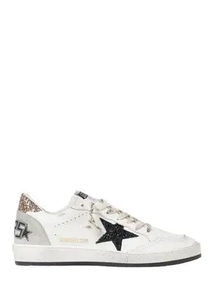 GOLDEN GOOSE Ball-star Leather And Glitter Sneakers - Multicolor