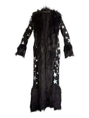 JENNAFER GRACE Penny Deluxe Starina Faux Fur Trimmed Coat - Black