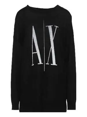 Armani Exchange Virgin Wool Blend Crewneck Sweater - Black