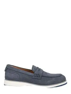 BALDININI Nubuck Leather Penny Loafers - Navy