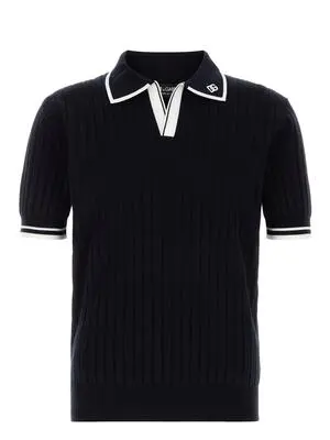 Dolce & Gabbana Midnight Knit Polo Shirt - Blue