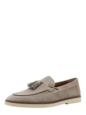BOSS Hedley Suede Loafers With Tassel Accent - Beige