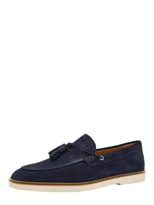 BOSS Hedley Suede Loafers With Tassel Accent - Blue