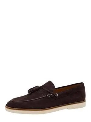 BOSS Hedley Suede Loafers With Tassel Accent - Brown