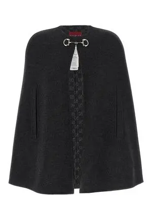 Gucci Wool And Silk Cape With Morsetto Closure - Gray