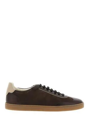 Brunello Cucinelli Suede And Smooth Calf Leather Sneakers - Brown