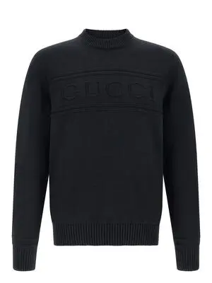 Gucci Cotton Wool Knit Intarsia Sweater - Blue