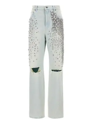 GOLDEN GOOSE Kim Jeans With Crystal Embellishment - Blue