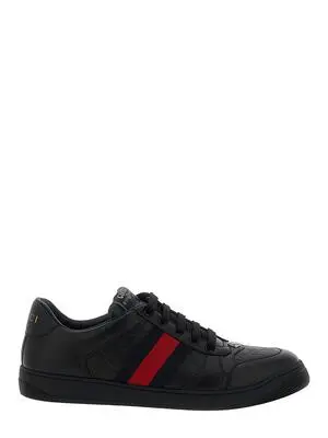 Gucci GUCCI Screener Leather Sneakers With Embossed GG Detail Black