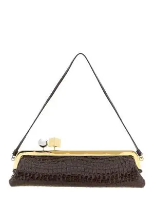 Jacquemus La Pochette Salon Crocodile-effect Leather Clutch - Brown