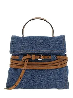 Moschino Tie Me Denim Handbag - Blue