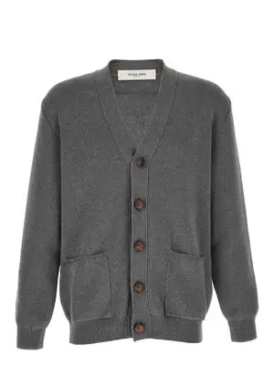 GOLDEN GOOSE GOLDEN GOOSE Logo Detail Cotton Cardigan Gray