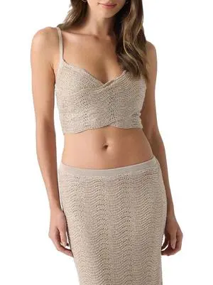 Guess Pointelle Sequin Crop Shell Top - Rust