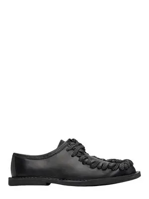 Camper Braided Leather Lace-up Loafers - Black