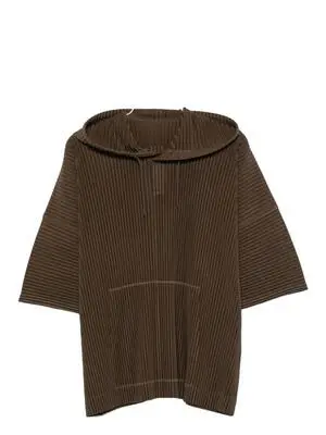 Issey Miyake Homme Plissé Plissé-effect Drawstring Hoodie - Green