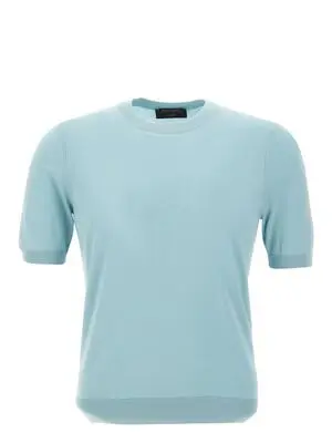 GRAN SASSO Short Sleeve Crew Neck Knitted Sweater - Blue