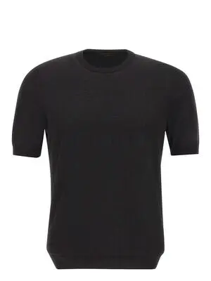 GRAN SASSO Crew Neck Short Sleeve Sweater - Black