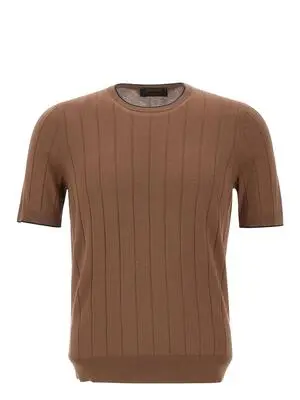 GRAN SASSO Ribbed Short-sleeve Sweater - Brown