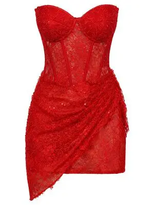 ANGELIKA JOZEFCZYK Lace Corset Mini Dress - Red