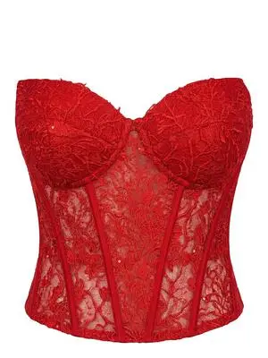 ANGELIKA JOZEFCZYK Catrice Lace Corset Top - Red
