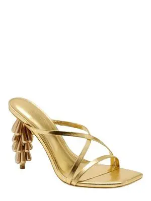 Cult Gaia Sage Leather Sandal With Sculptural Heel - Brass