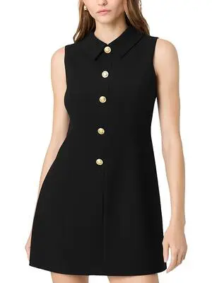 French Connection Azra Sleeveless Collar Mini Dress - Black