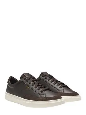 BOSS By Hugo Kieran Tennis Sneaker With Suede Trim - Dark Brown