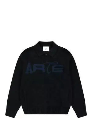 ARTE ANTWERP Logo Embroidered Zip-up Cardigan - Black