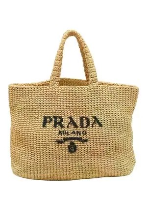 Prada Raffia Tote Bag - Neutrals