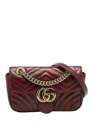 Gucci Small Gg Marmont Matelassé Shoulder Bag - Red
