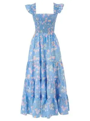 Rixo Kendall Floral-print Smocked Maxi Dress - Blue