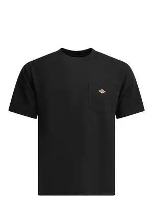 DANTON Crewneck T-shirt With Chest Pocket - Black