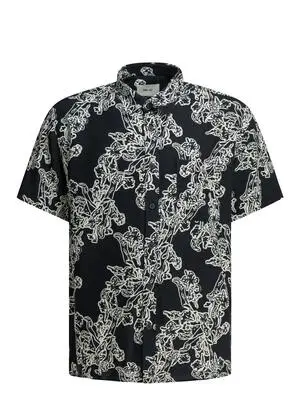 NN.07 Deon Printed Viscose Twill Casual Shirt - Blue
