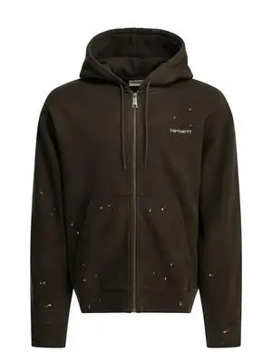 Carhartt Work In Progress Painter' Zip-up Hoodie With Distressed Finish - Brown