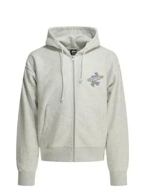 StÜssy Zip Up Hoodie With Embroidered Logo - Grey