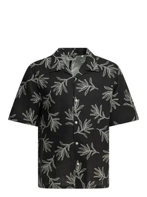 NN.07 Ole" Printed Organic Cotton Twill Shirt - Black