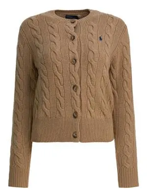 Polo Ralph Lauren Wool And Cashmere Cable-knit Cardigan - Brown