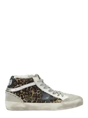GOLDEN GOOSE Mid Star Leopard Print High Top Sneakers - Brown