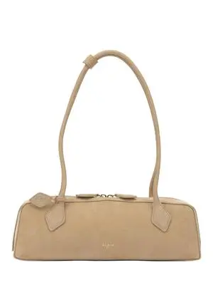 Alaïa Teckel Medium Shoulder Bag In Nubuck Calfskin - Beige