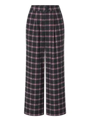 Mind Traveler Checked Pleated Trousers - Grey