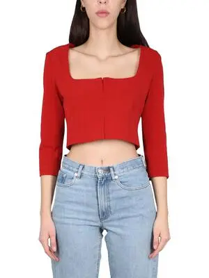 Acne Studios Square Neck Long Sleeve Top - Red