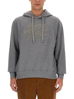 Etro Pegasus Logo Cotton Sweatshirt - Gray